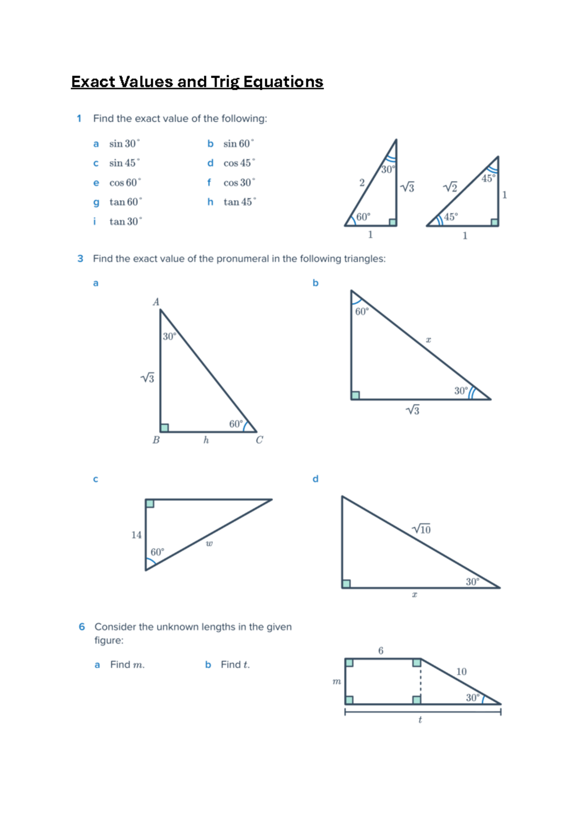 Year 10 Trig Equations & Exact Values: A Study Guide - Studocu