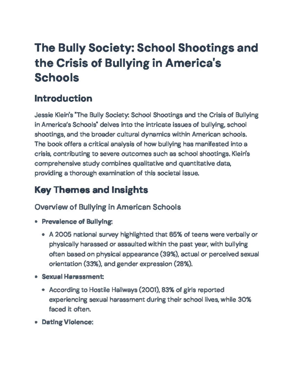 The Bully Society: Analyzing School Shootings & Bullying Crisis in U.S ...