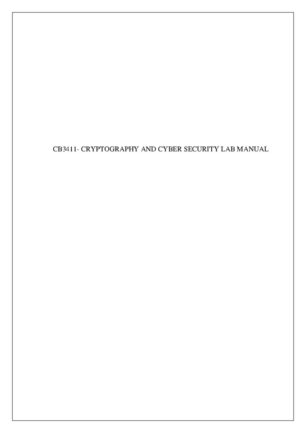 Cb3411 Cryptography And Cyber Security Lab Manual Cb3411 Cryptography And Cyber Security Lab