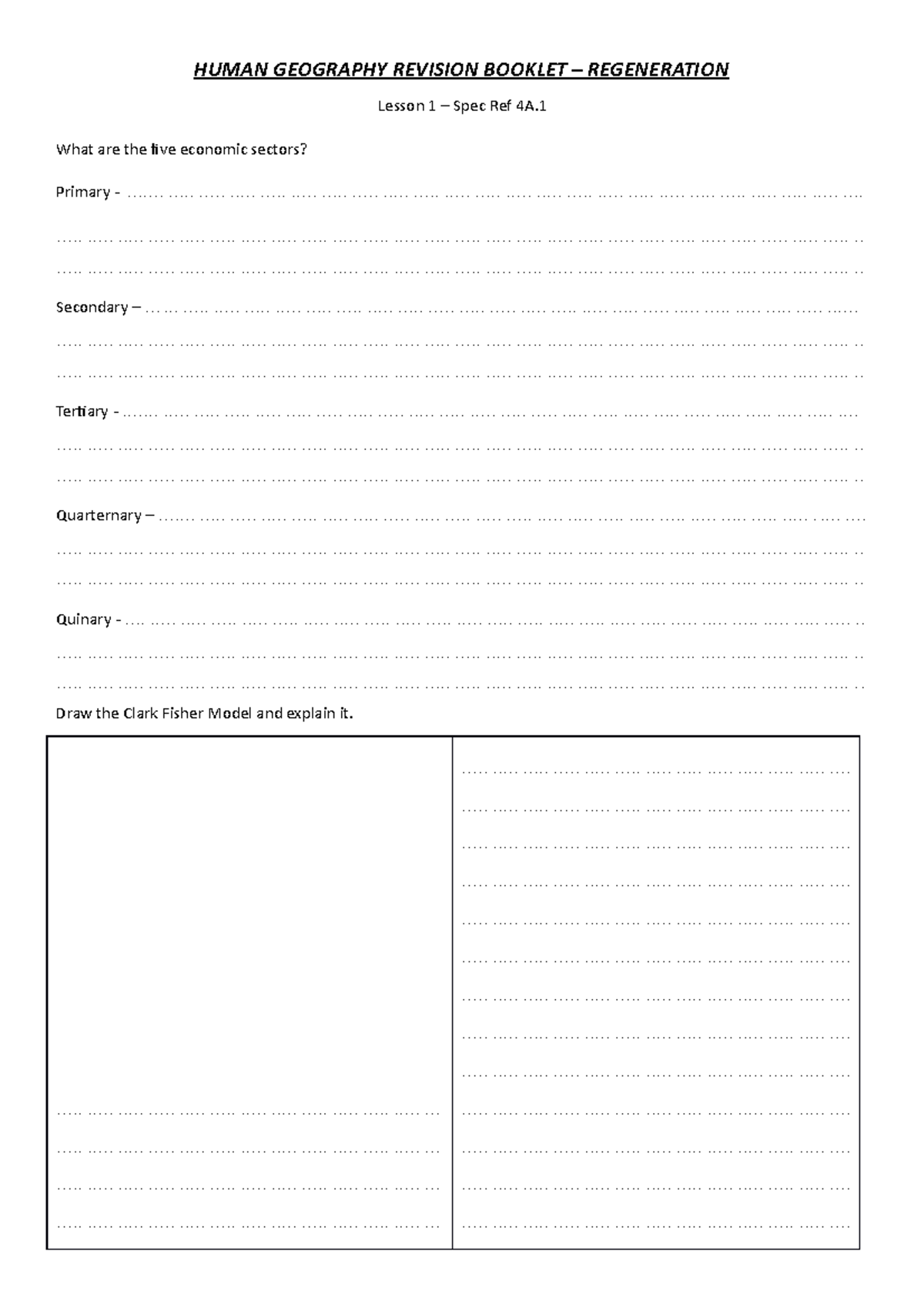 Human Geography Revision Booklet - Regeneration (Course Ref 4A) - Studocu