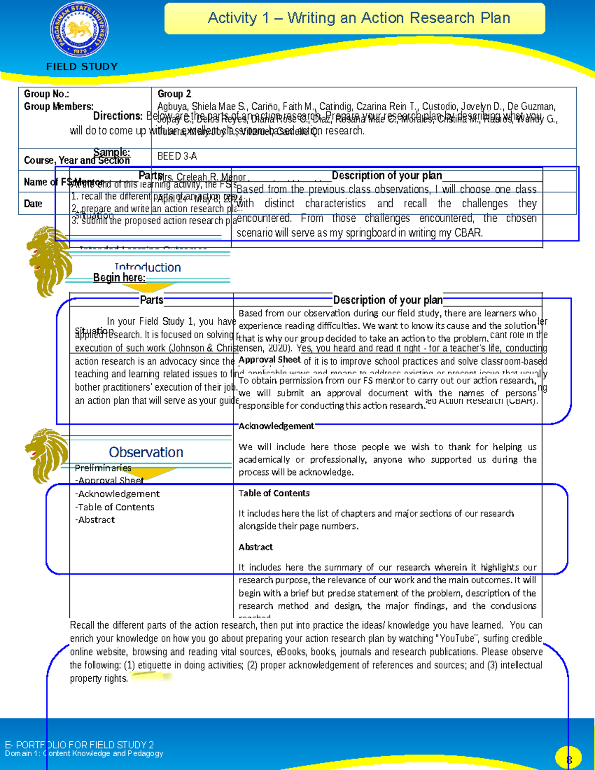 FS-2: Action Research Plan for Addressing Reading Difficulties - Studocu