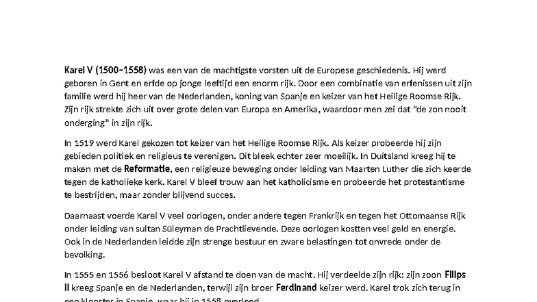 Karel V: Macht en Tragiek van een Europese Heerser - Studocu