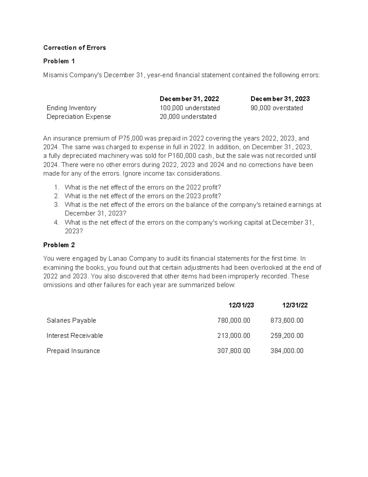 Correction of Errors: Financial Statement Audit Issues and Effects ...