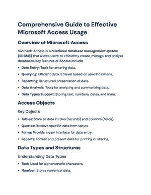 Comprehensive Guide to MS Access & Word Usage and Best Practices ...