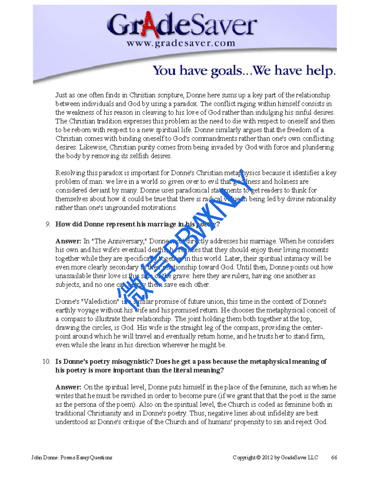 John-Donne-Poems-Grade Saver 70 - Just as one often finds in Christian scripture, Donne here ...