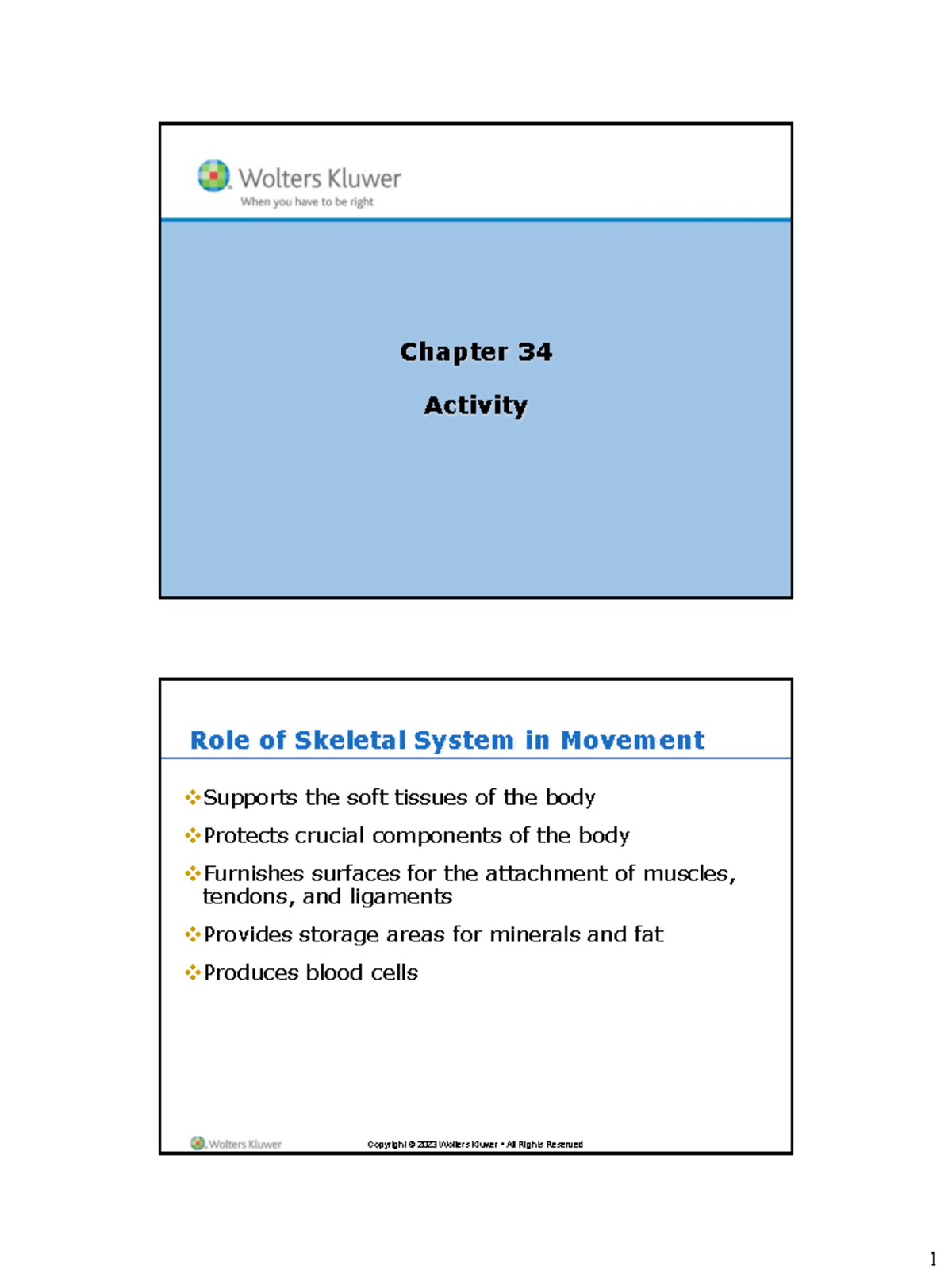 Ch 34: Role of Skeletal System in Movement - Fall 2023 Guide - Studocu