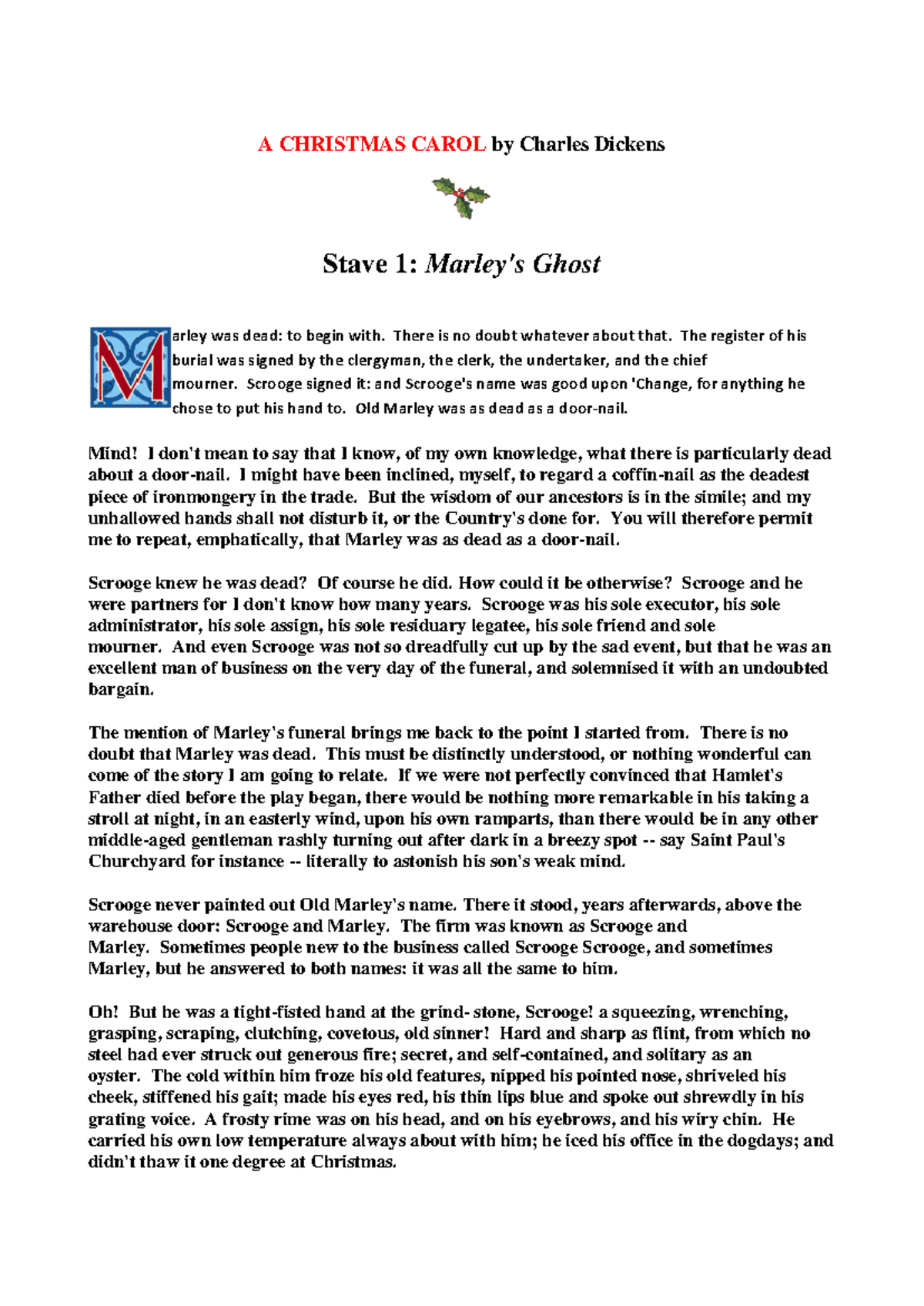 A CHRISTMAS CAROL (Stave 1) - Analysis and Summary - Studocu