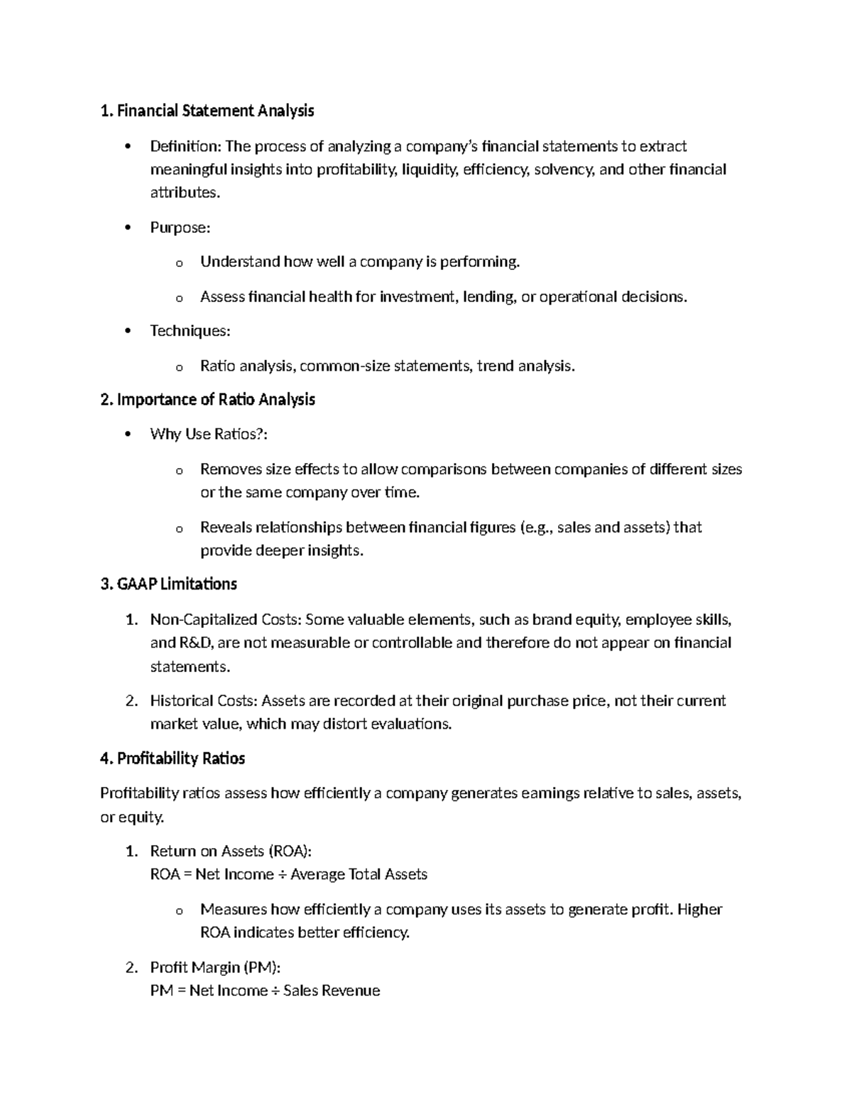 Comprehensive Study Guide week 3 - 1. Financial Statement Analysis ...