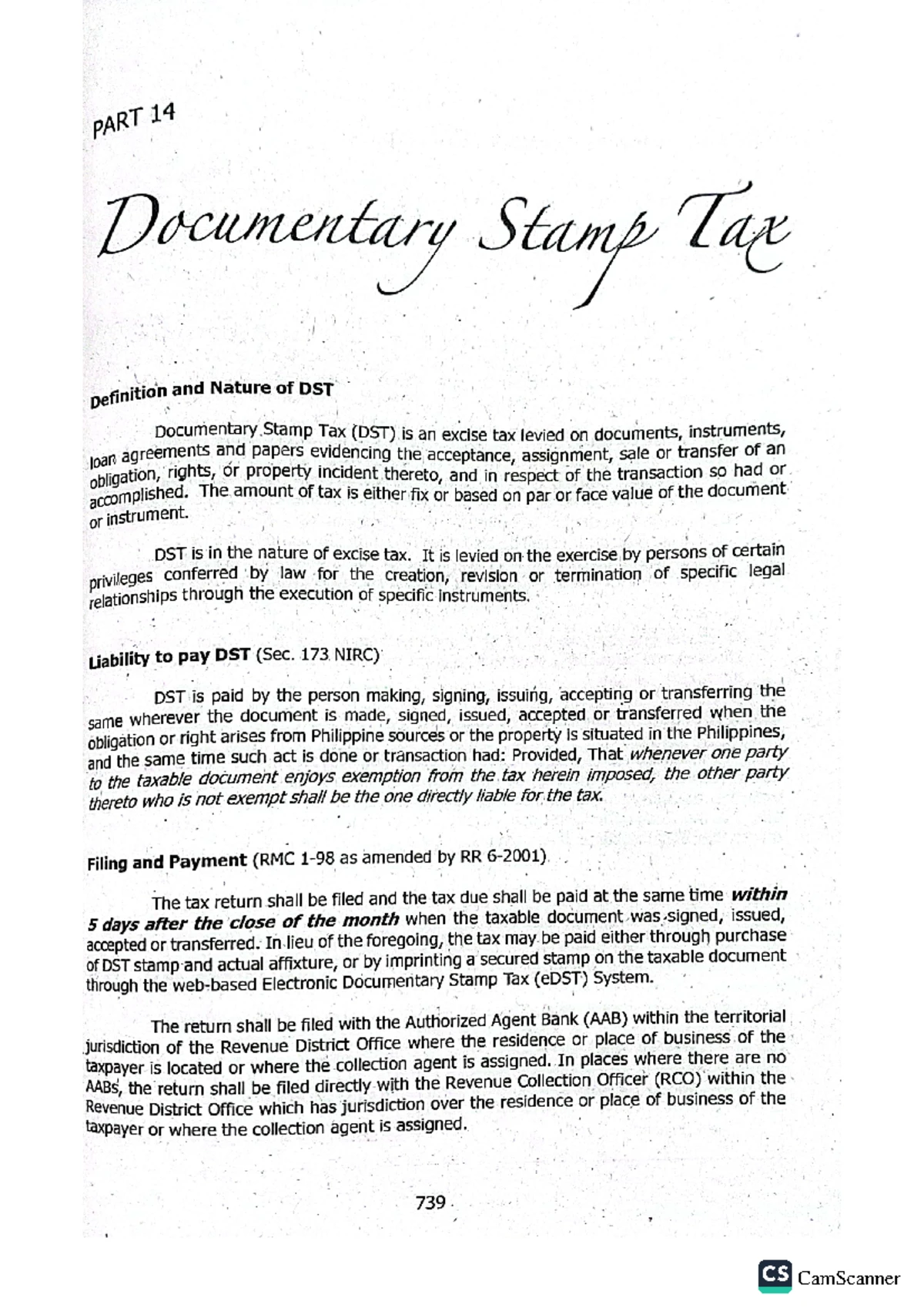 14 - DST - Comprehensive Guide to Documentary Stamp Tax Regulations - Studocu