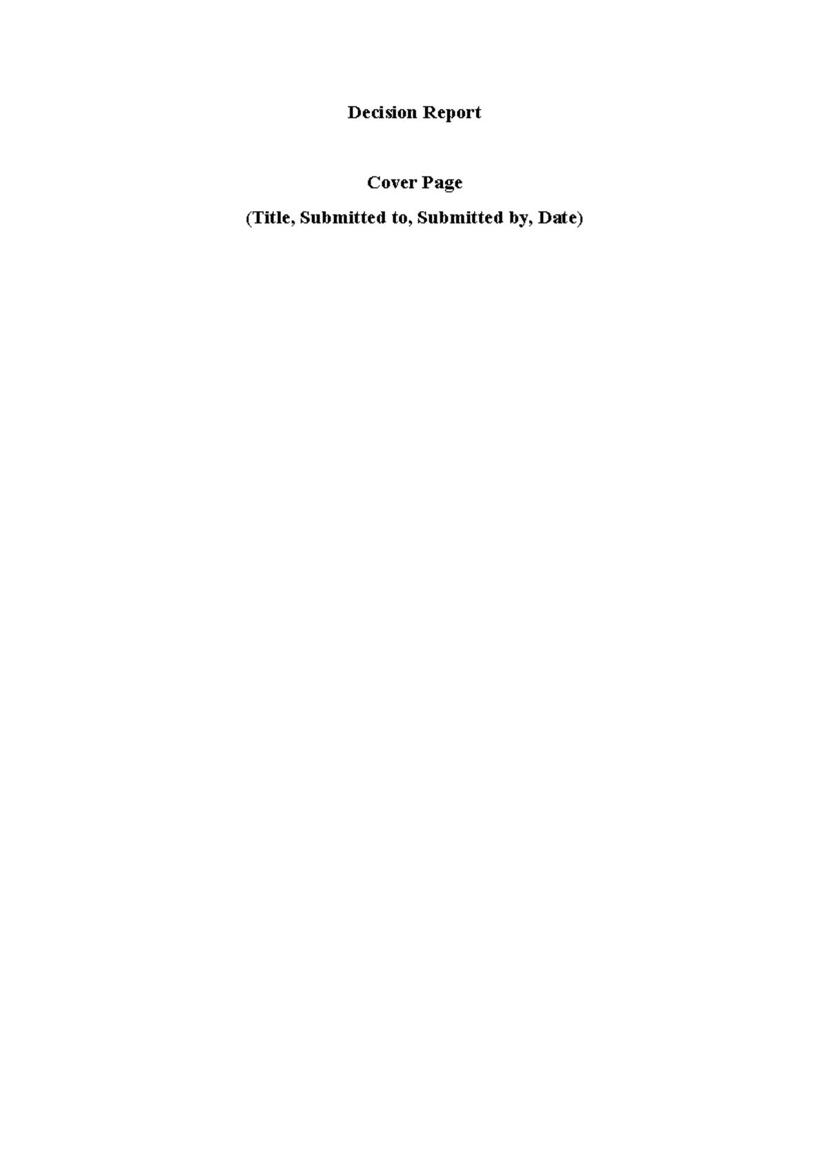 Decision Report Template for Effective Decision Making - Studocu