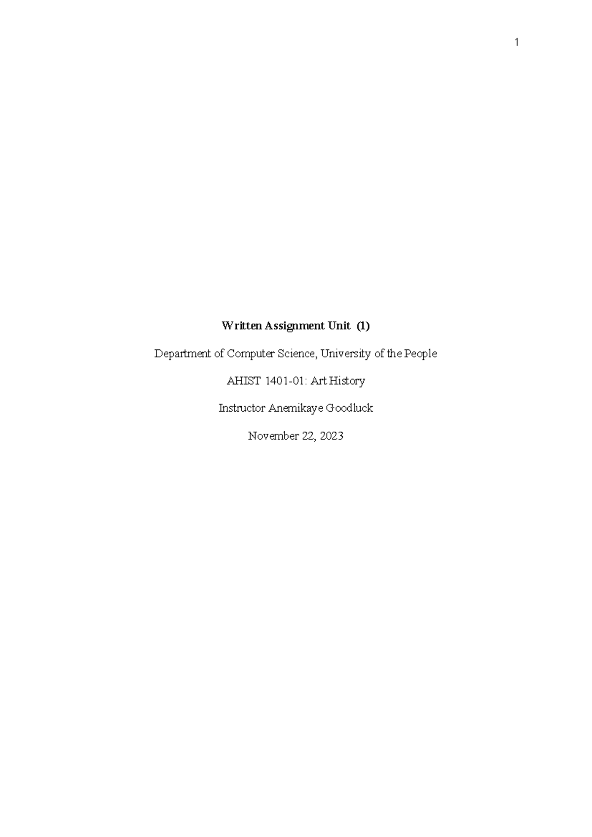 AHIST 1401 Written Assignment: Exploring Memi and Sabu's Statue - Studocu