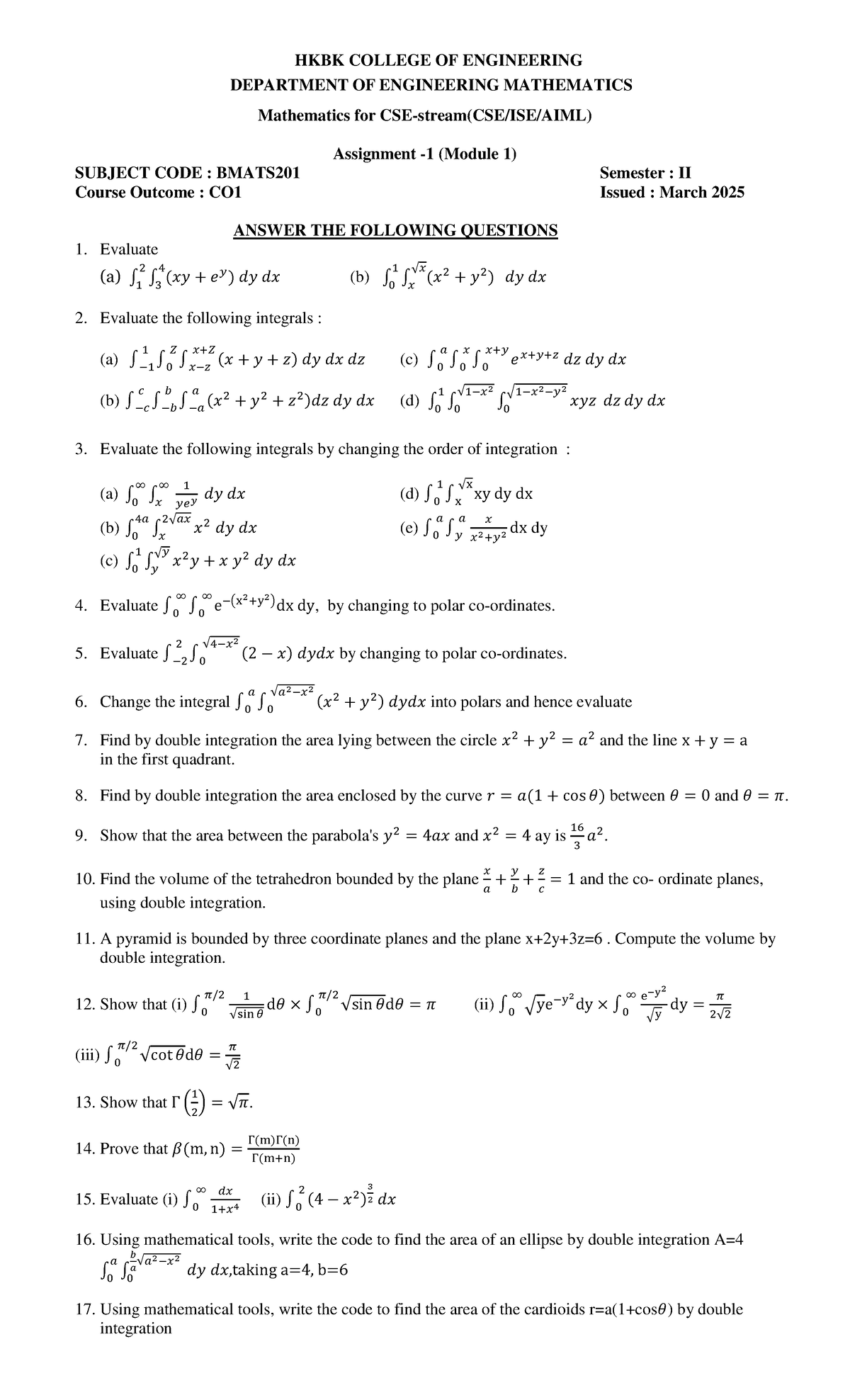 BMATS201 Mathematics Assignment 1: Module 1 Questions - Studocu