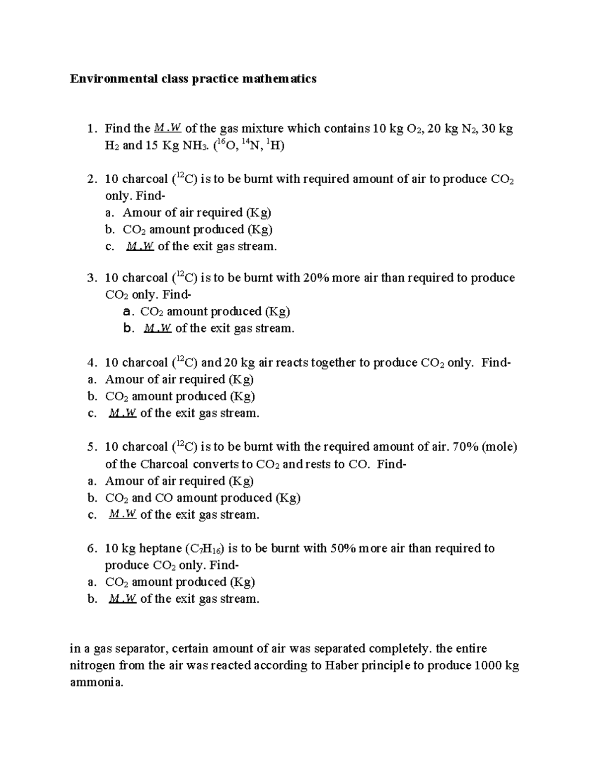 Environmental practice maths - Environmental class practice mathematics ...