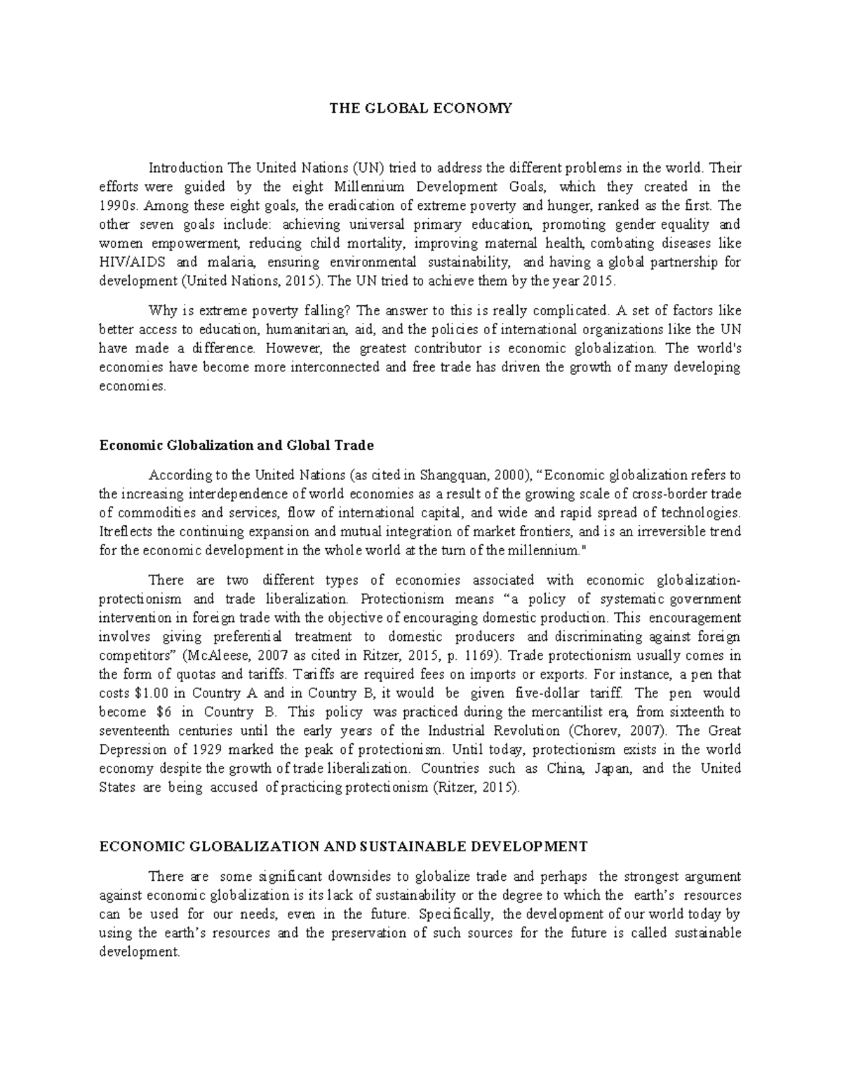 Module 3: Understanding the Global Economy and Economic Globalization ...