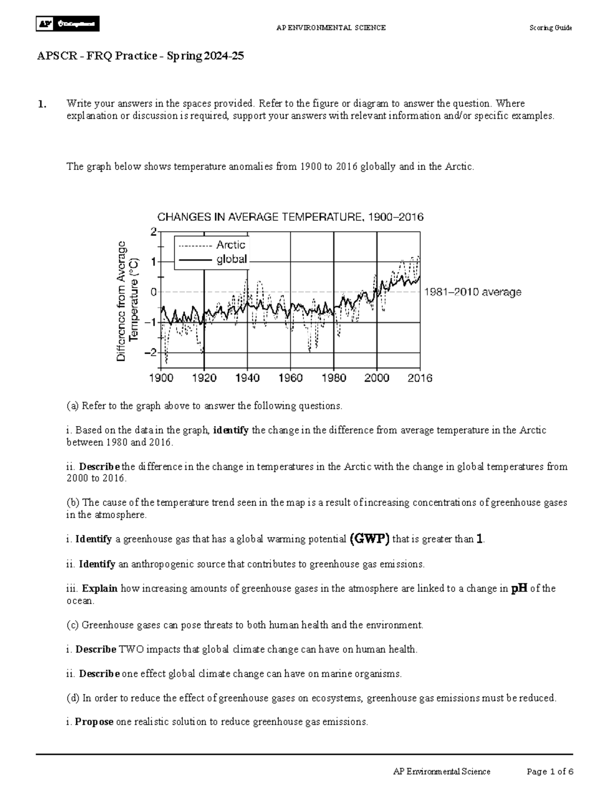 SG- Apscr FRQ Practice Spring 2024-25 - Write your answers in the ...