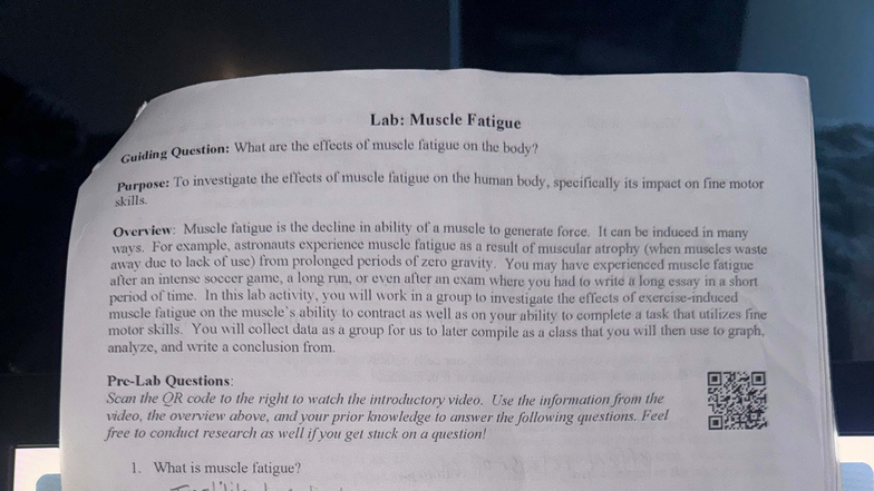 Unit 3: Lab on Muscle Fatigue Effects on Fine Motor Skills - Studocu