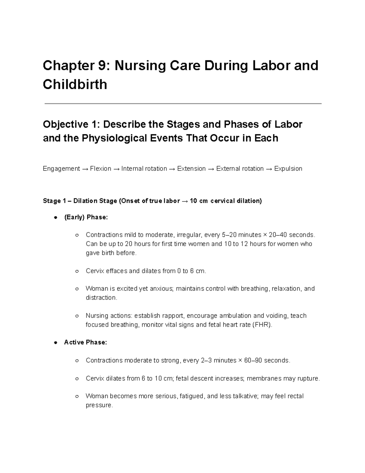 Chapter 9: Nursing Care During Labor & Childbirth - Key Concepts and ...