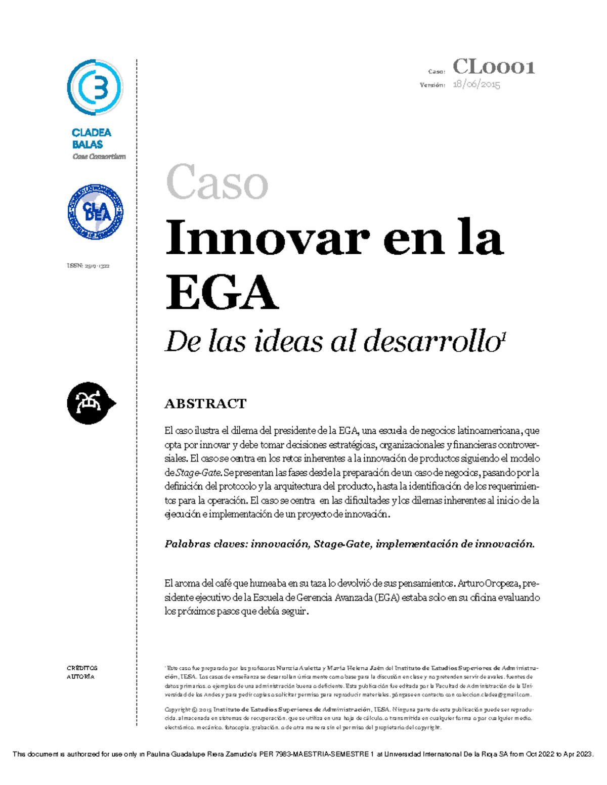 EGA - .... - ABSTRACT El caso ilustra el dilema del presidente de la ...
