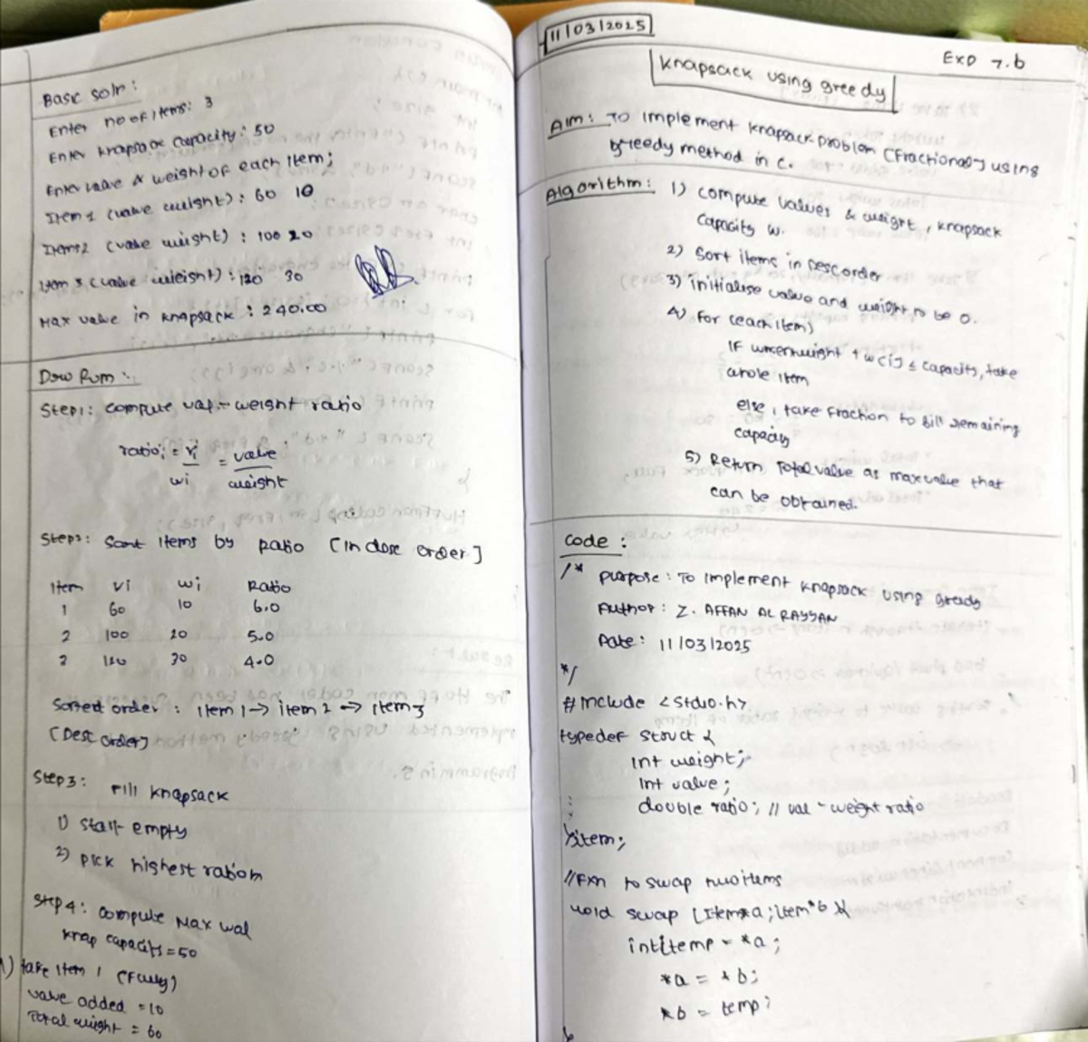 DAA lab experiments 7.b, 8, and 9: Implementation in C programming ...