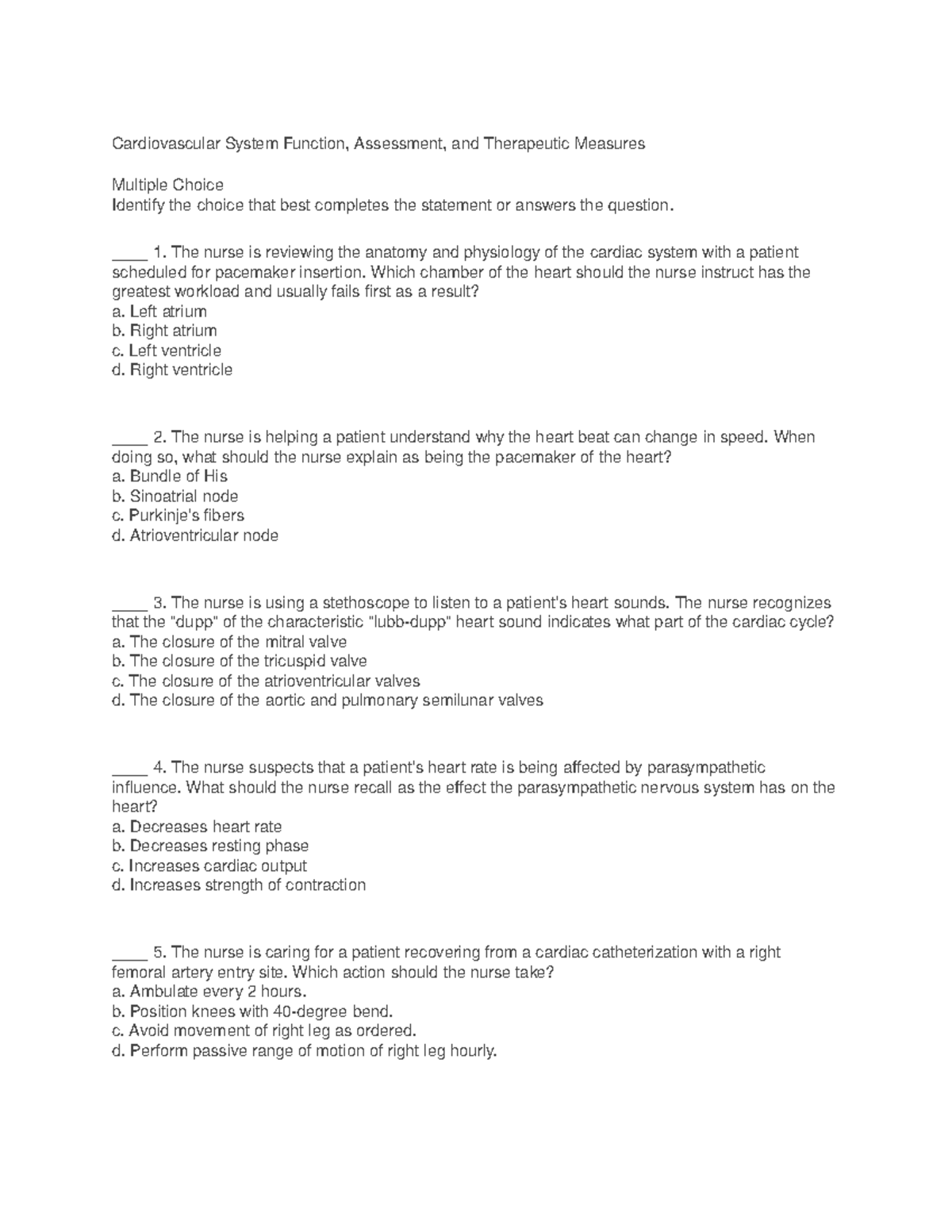 Cardiovascular System Function & Assessment - Chapter 21 Notes - Studocu