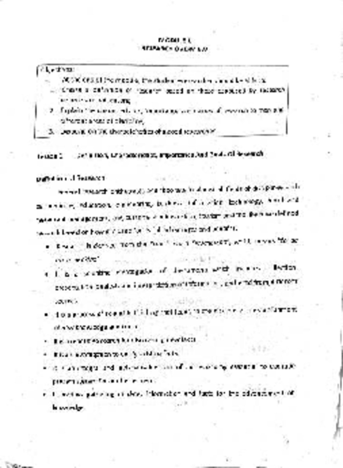 RES MOD 1 - Research Overview: Definition, Characteristics, and Goals ...
