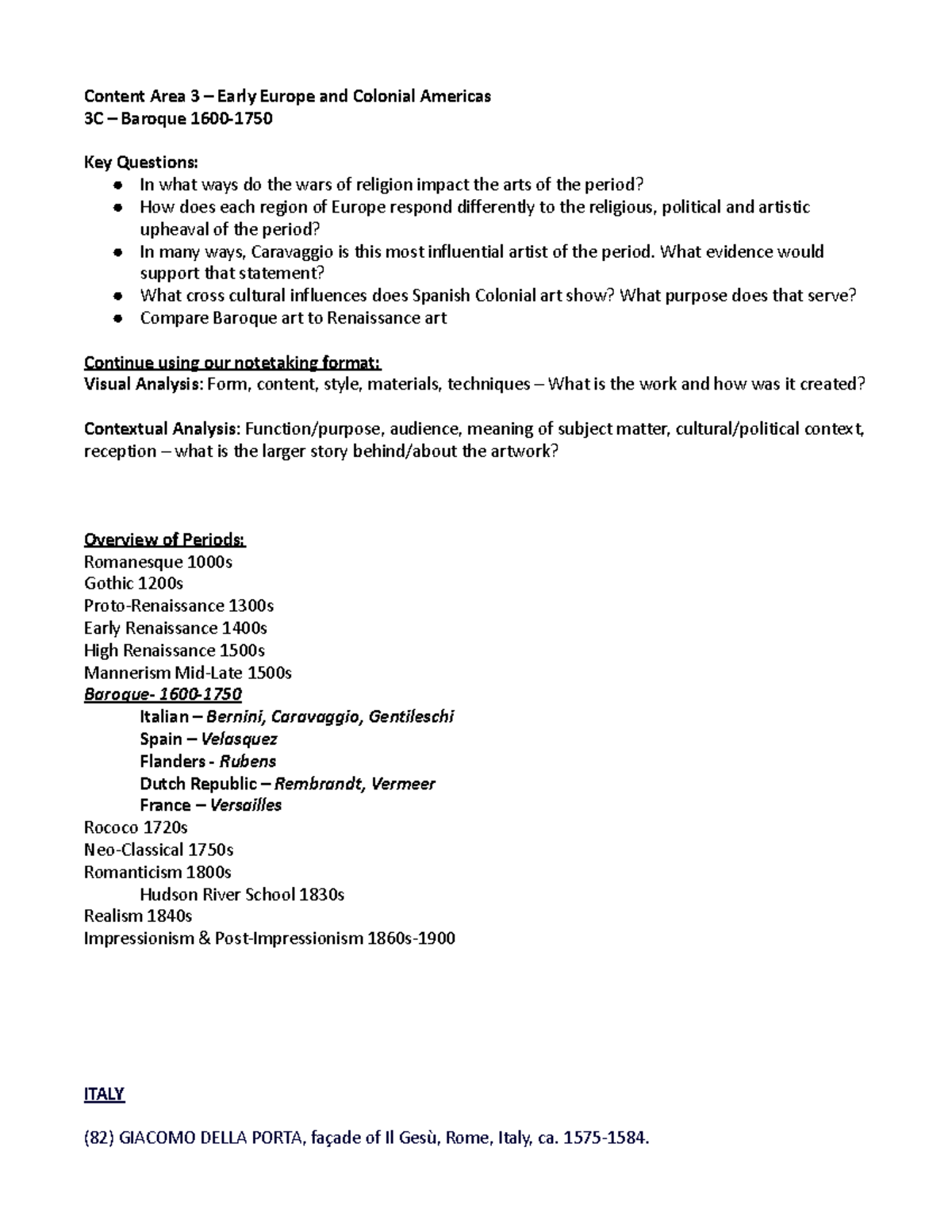 3c Baroque - NO description - Content Area 3 – Early Europe and ...