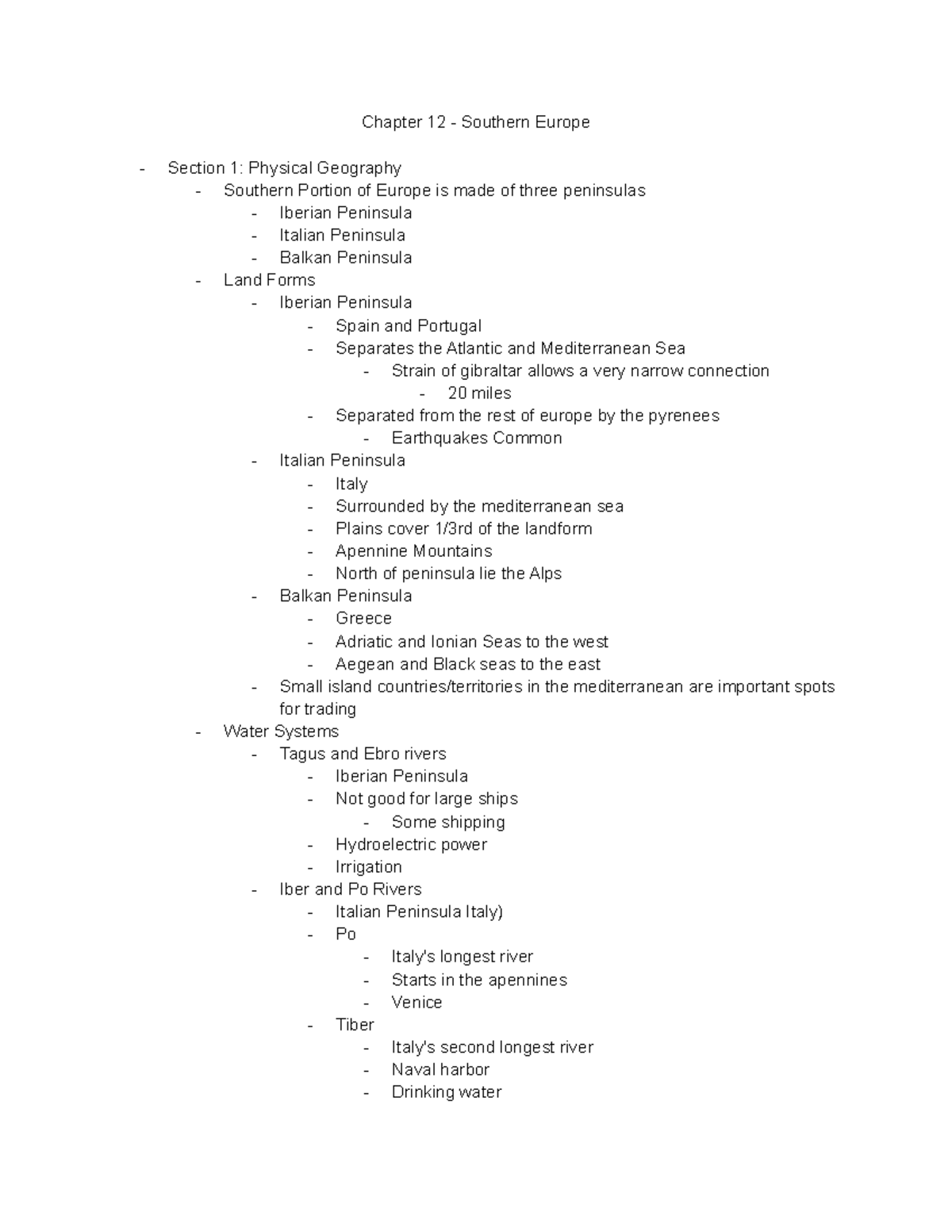Chapter 12 - Southern Europe - Chapter 12 - Southern Europe Section 1 ...
