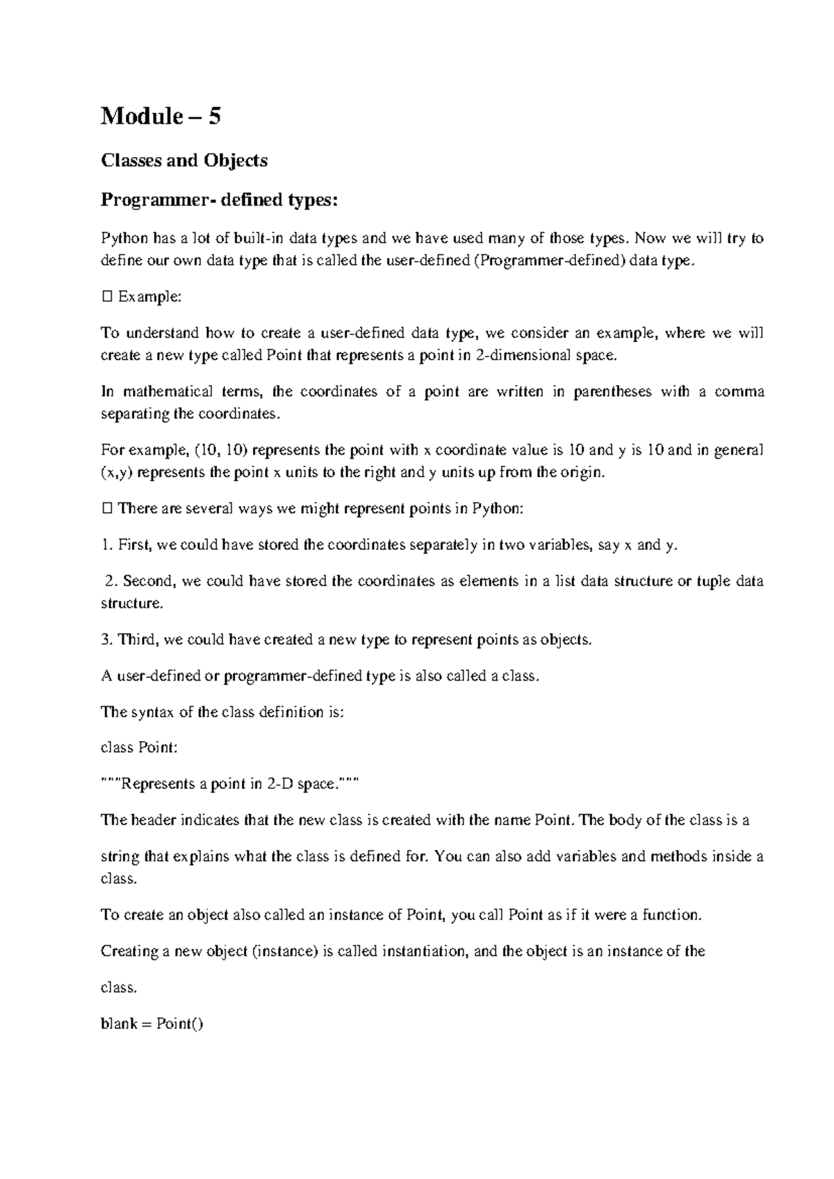 Module 5: Classes and Objects in Python - Comprehensive Notes - Studocu