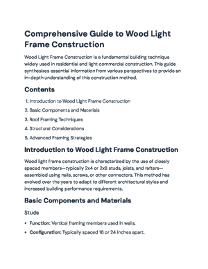 Fundamentals of Wood Light Frame Construction (Building Techniques ...