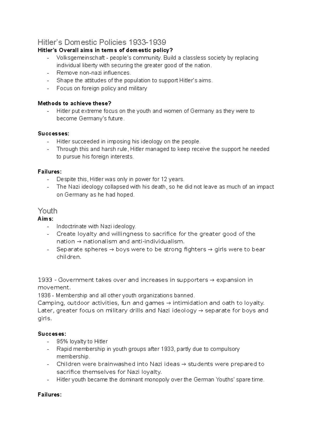 3. Hitler Domestic Policies - Hitler’s Domestic Policies 1933- Hitler’s ...