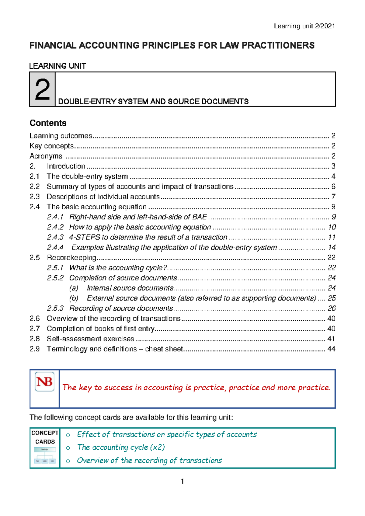 FAC1503 2021 Financial Accounting - Learning Unit 2 Overview - Studocu