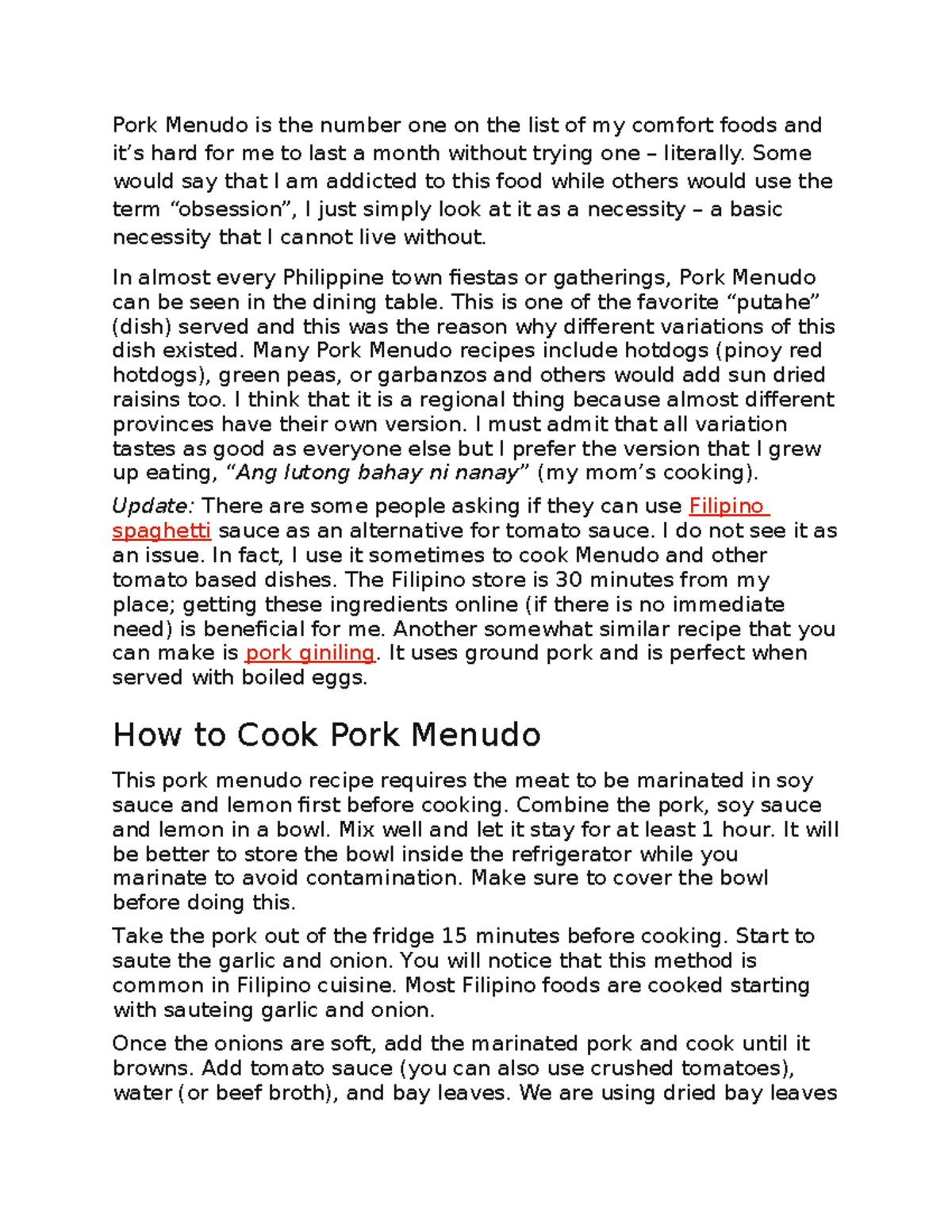 Pork Menudo Recipe: A Comfort Food Classic - Studocu