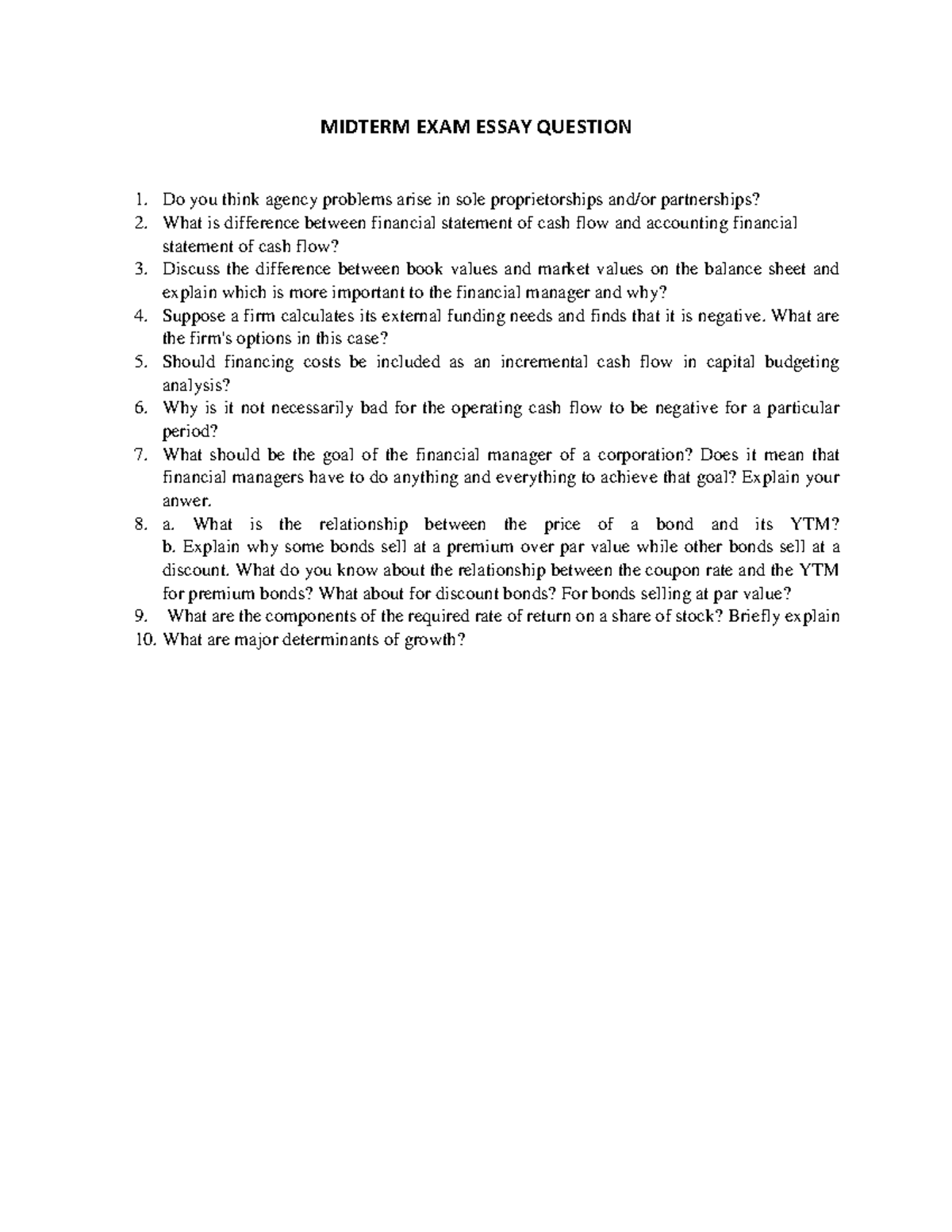 Essay questions for midterm exam - MIDTERM EXAM ESSAY QUESTION Do you ...