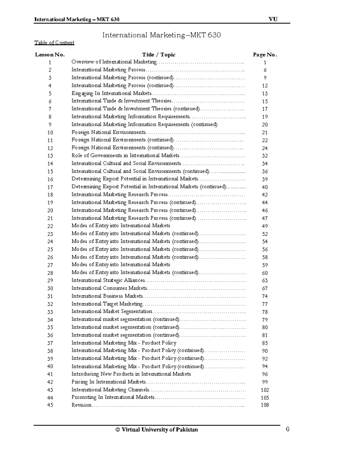 International Marketing Overview & Process - MKT630 Handouts - Studocu