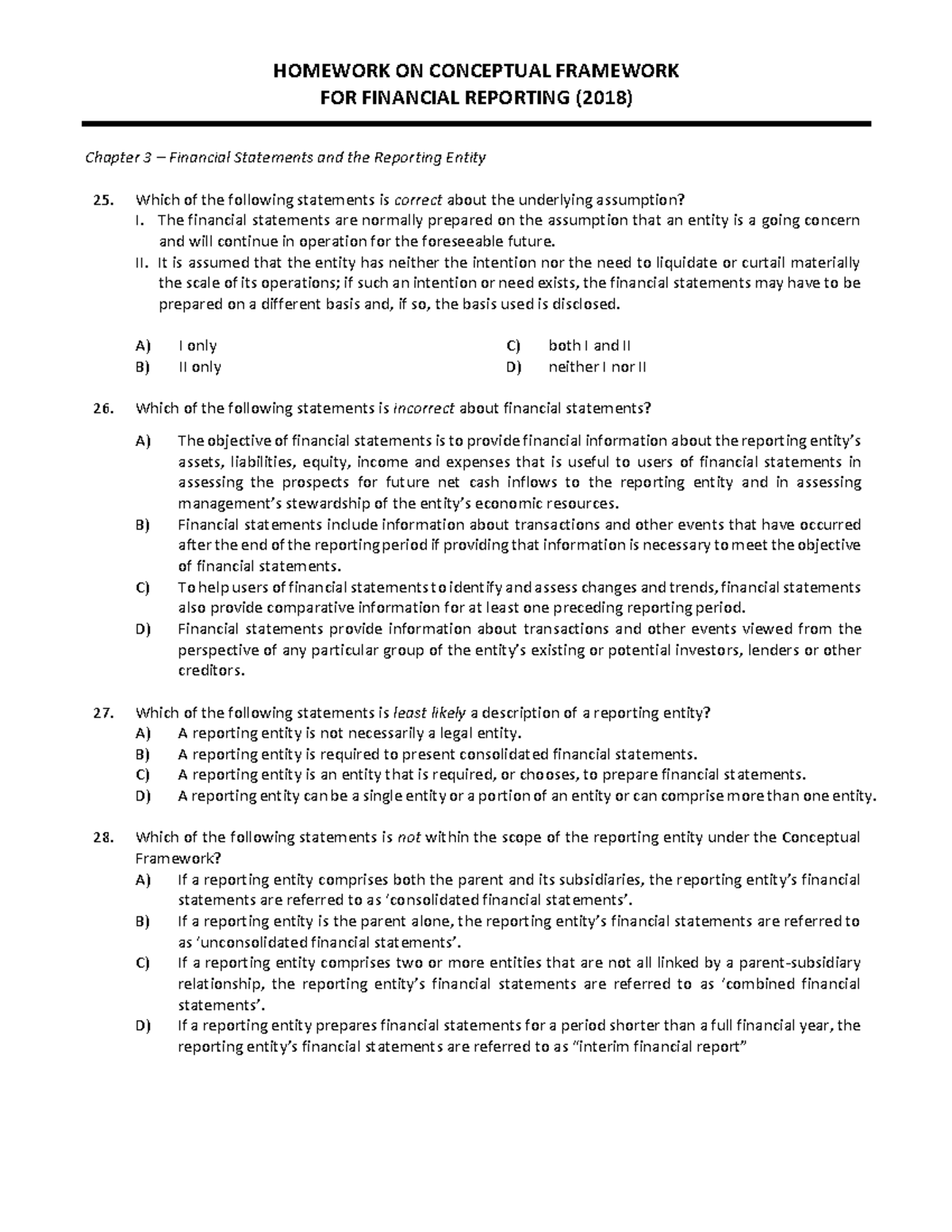 Hw On Conceptual Framework For Financial Reporting 2018 Part 2