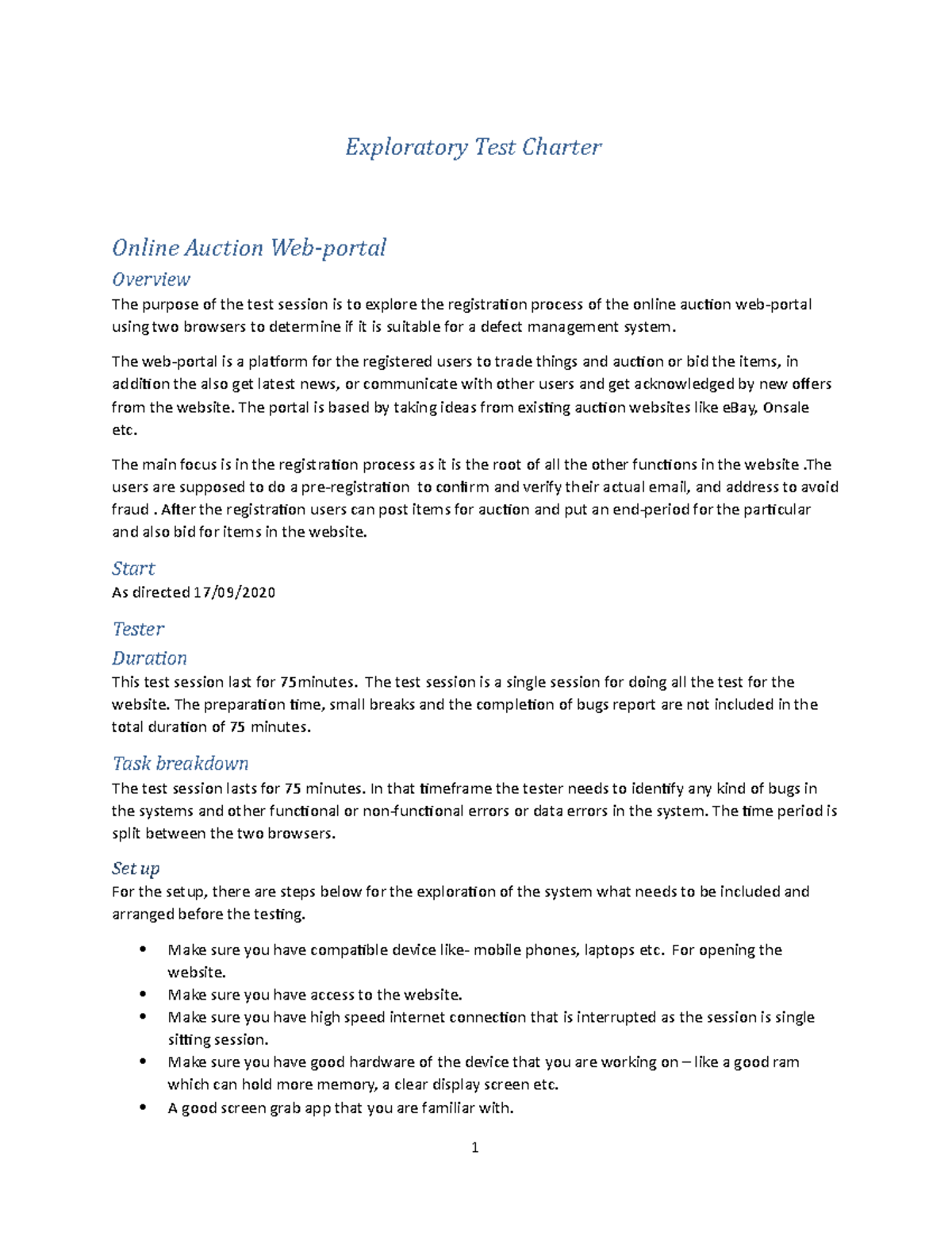 Exploratory Test Charter Example - Exploratory Test Charter Online ...