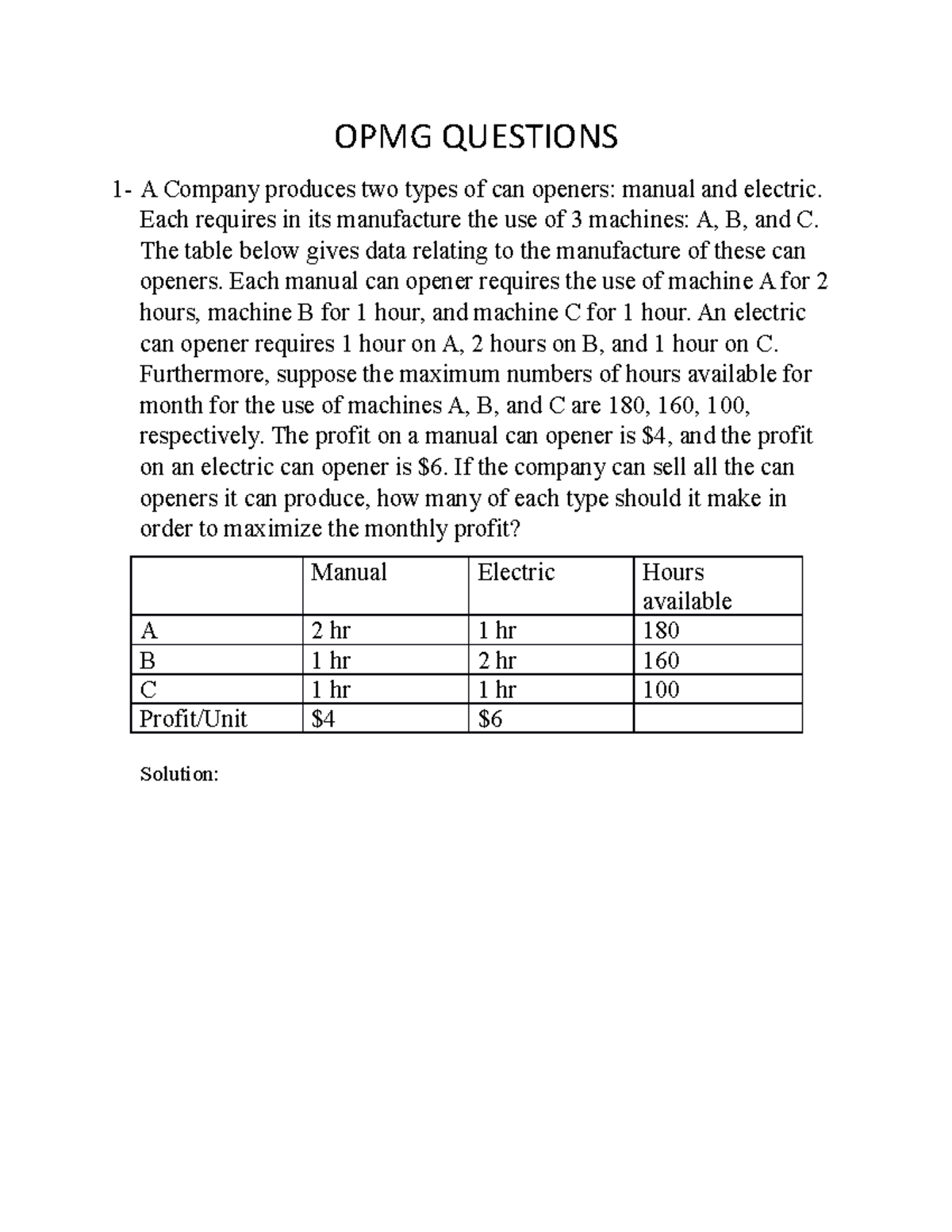 OPMG: Maximizing Profits with Can Openers and Production Scheduling ...