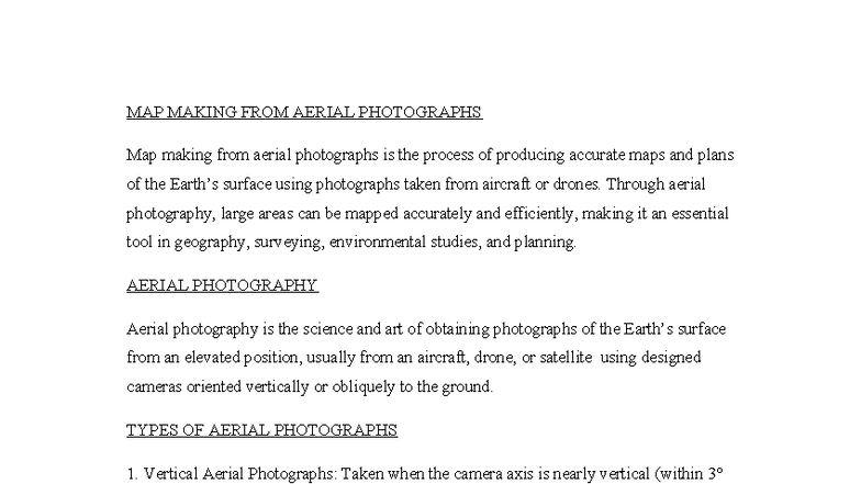 MAP MAKING FROM AERIAL PHOTOGRAPHS: A COMPREHENSIVE GUIDE - Studocu