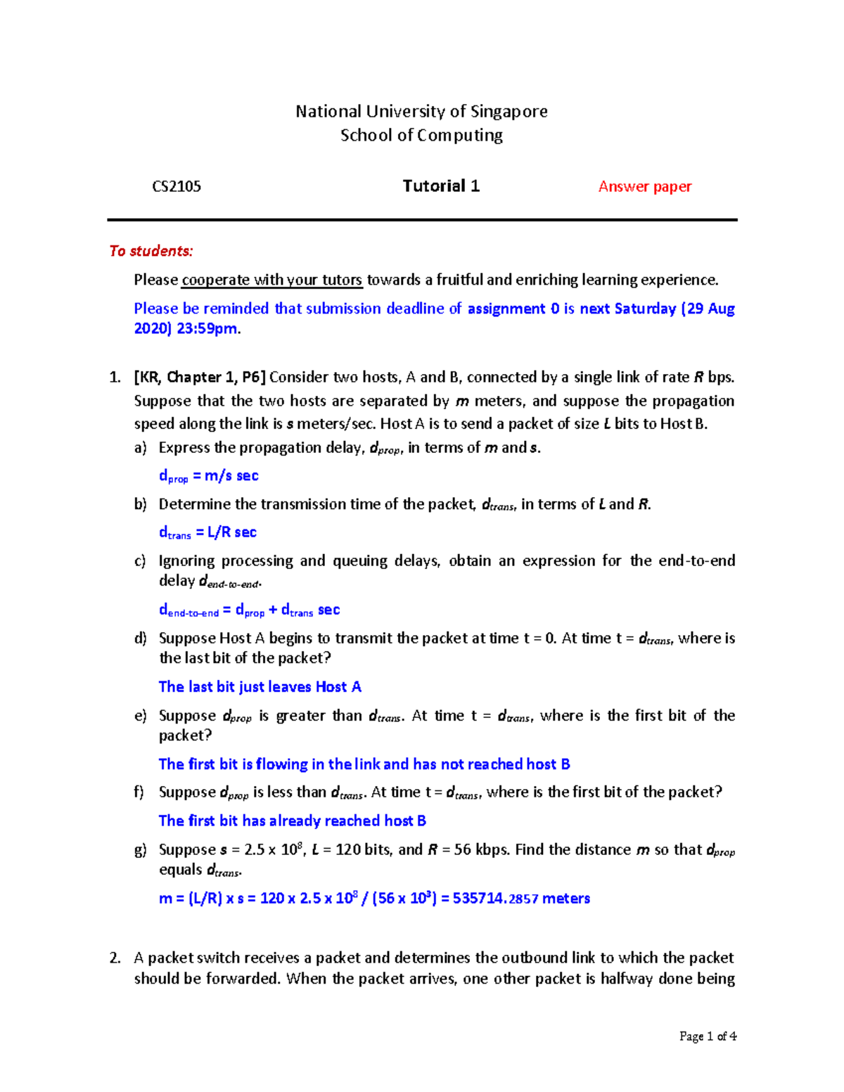 CS2105 Tutorial 1 Answers and Key Concepts Overview - Studocu
