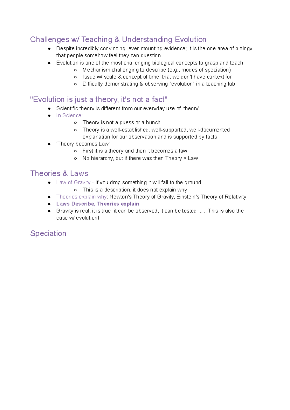 Lecture 2 - notes - Challenges w/ Teaching & Understanding Evolution ...