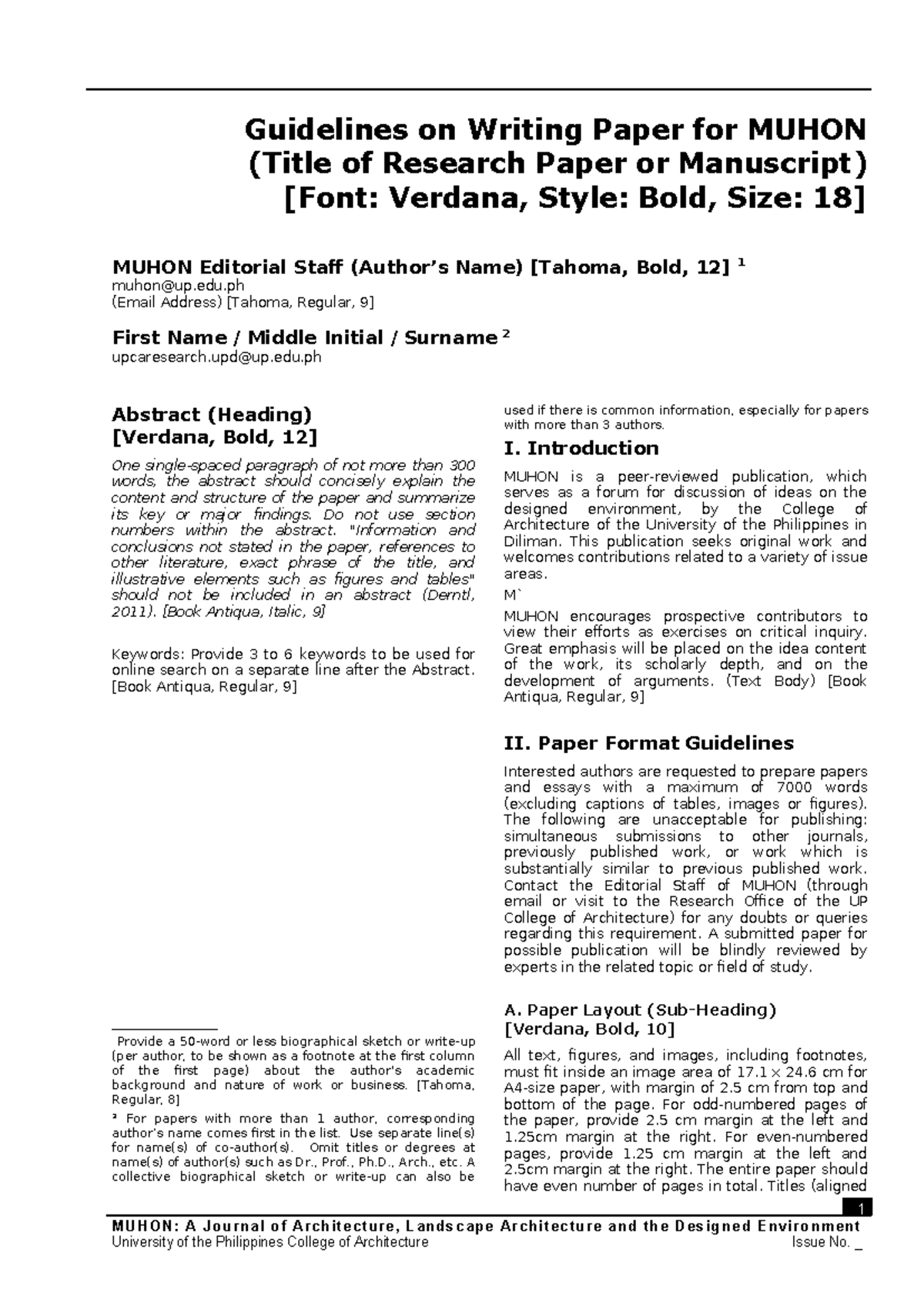 MUHON Paper Format Guidelines and Template for Submission - Studocu