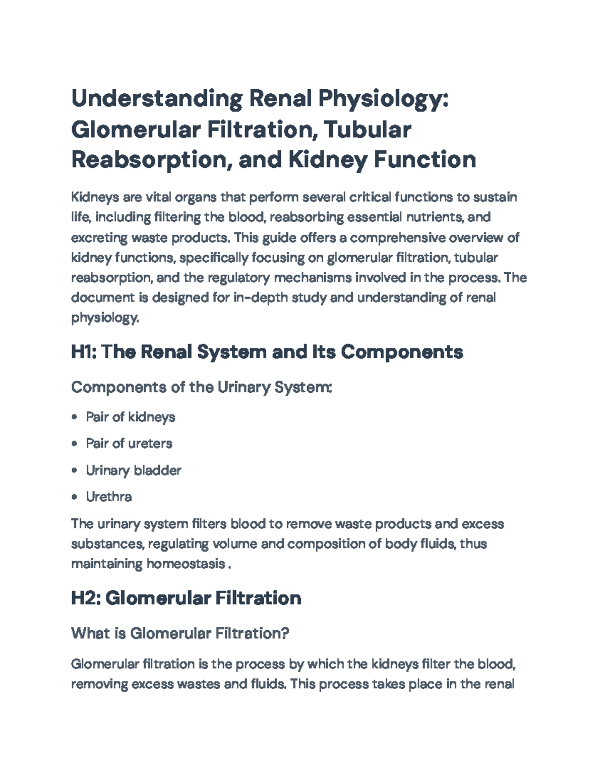 Understanding Renal Physiology: Glomerular Filtration & Kidney Function - Understanding Renal ...