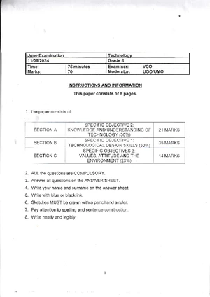 Technology Grade 8 - November Exam Practice Paper (2024) - Studocu