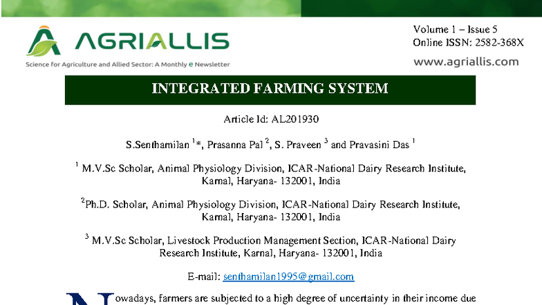 Integrated Farming System: A Sustainable Approach for Indian ...