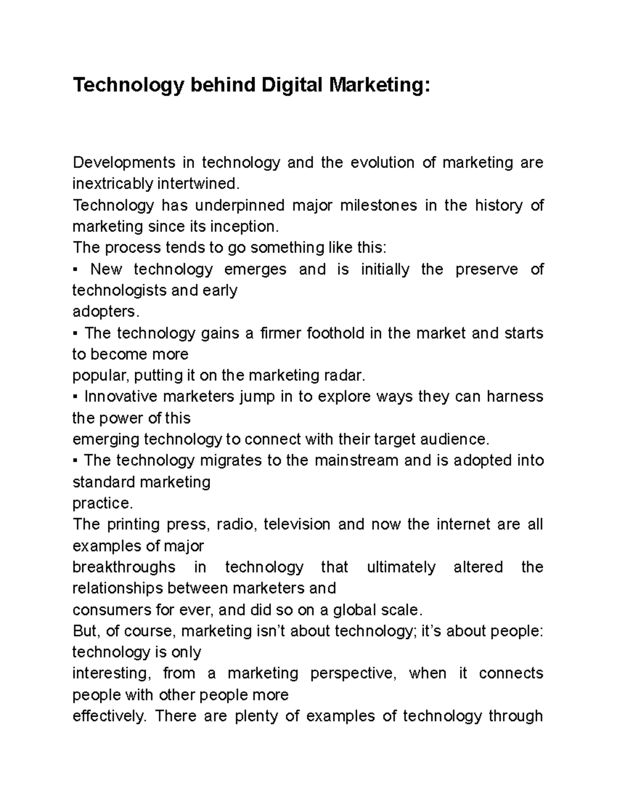 Tech Innovations in Digital Marketing: Evolution and Strategies (MKT101 ...