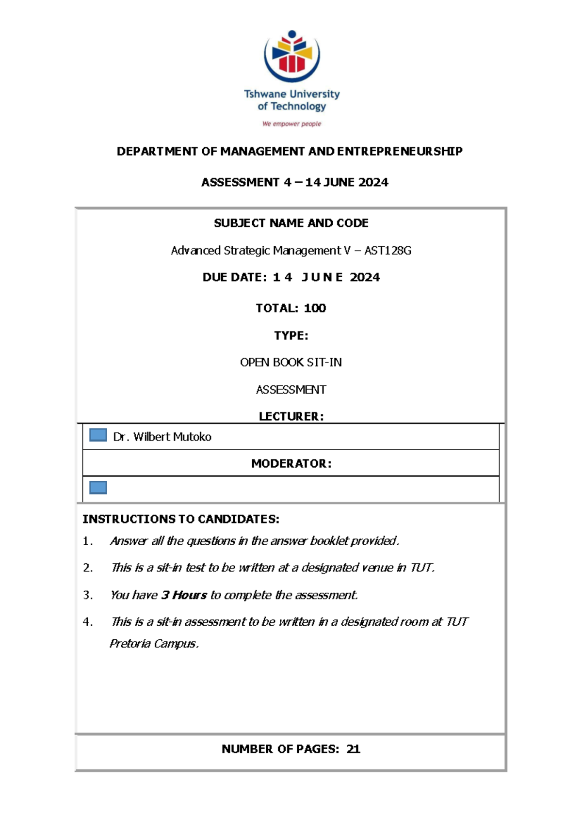 AST128G - Advanced Strategic Management V - Assessment 4 - Studocu