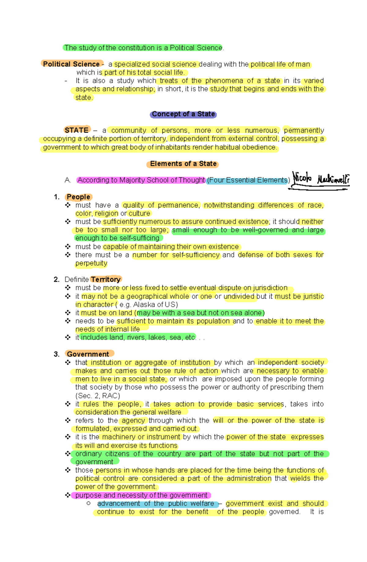 Po S 101: Political Science and the Concept of State - Notes 2023 - Studocu