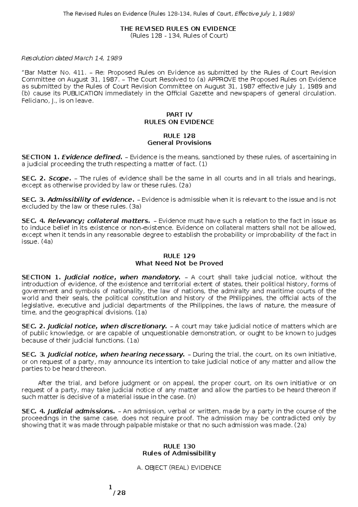 Revised Rules on Evidence (Rules 128-134) - THE REVISED RULES ON ...
