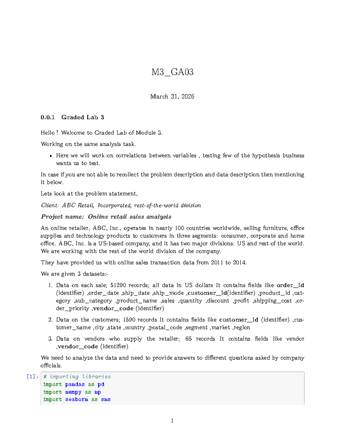 M3_GA03 Graded Lab 3: Online Retail Sales Analysis Insights - Studocu