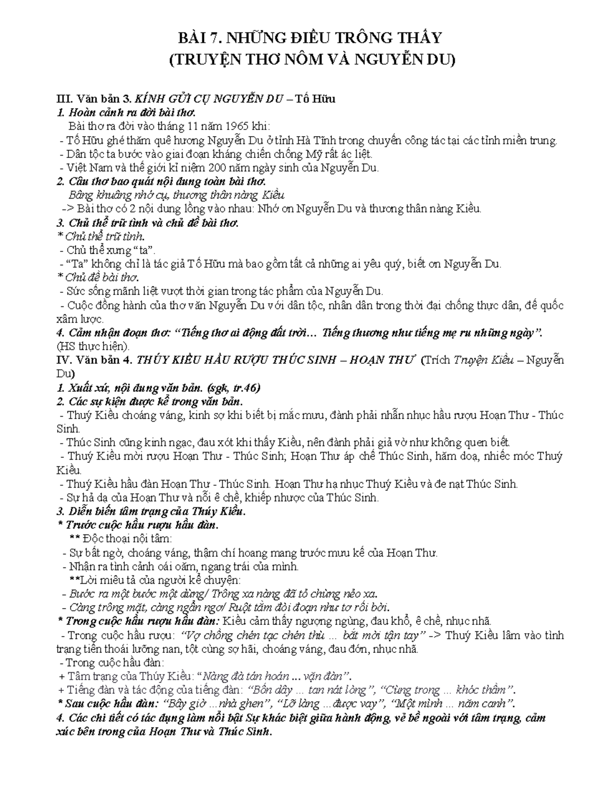 BAI 7 - VB3, VB4 - KINH GUI CU N.DU; T.KIEU HAU RUOU - BÀI 7. NHỮNG ...